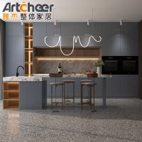China Durable I Shape Modern Kitchen Design with Pure Acrylic Countertop and Lazy Susan Storage for sale