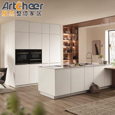 China Radius Beveled Edge Solid Wood Melamine Kitchen Island for Modern Apartment in Philippines for sale