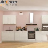 China UK Style Solid Wood Door Panel High Gloss Lacquer Finish I Shape Mini Kitchen Cabinets for sale