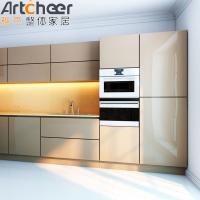 China Contemporary Design Style High Gloss Lacquer Modern Kitchen Wall Cabinet Beige And Grey Color for sale