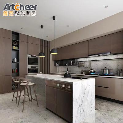 China Customized Modern Kitchen Cabinet in Turkey with PVC Membrane Door Panel and Plywood Carcase for sale