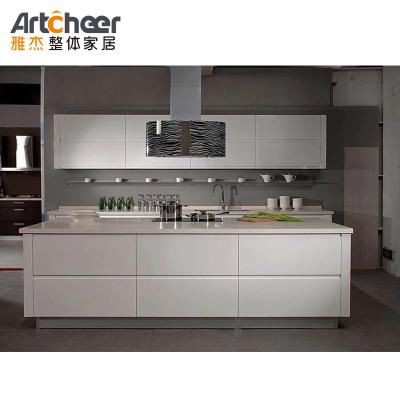 China Marble Top Flat Doors Solid Wood Kitchen Cabinet Furniture Set Contemporary Italian Style for sale