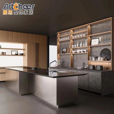 China Modern Stylish Composite Kitchen Cabinets With Island And Traditional Full Set Design for sale