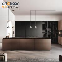 China E0 Grade Island Home Kitchen Cabinet Flat Pack Design For Modern Home Decor for sale