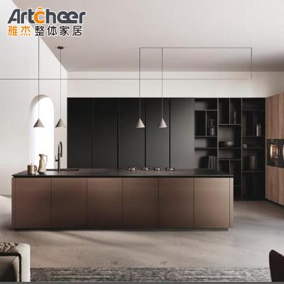 China E0 Grade Island Home Kitchen Cabinet Flat Pack Design For Modern Home Decor for sale