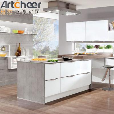 China White Solid Wood L Shape Kitchen Cabinets with WPC Pantry Storage Design Concept for sale
