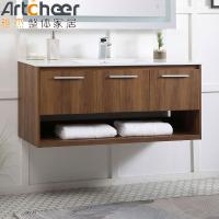 China Modern Quartz Counter Top Vanity Combo Midcentury Bathroom Vanity Cabinets for Stylish House for sale