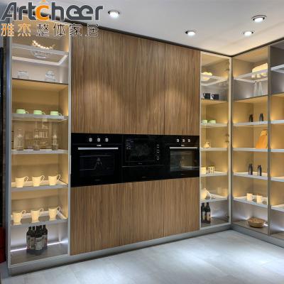 China Ready to Ship Modern Kitchen Cabinet with Aluminium Frame and Glass Door for Kitchen Furniture for sale