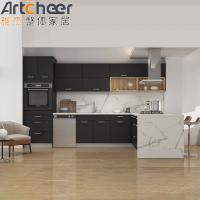 China Modern Minimalist Design Kitchen Cabinets with Imported Quartz Stone Table Top and Solid Wood Door Finish for sale
