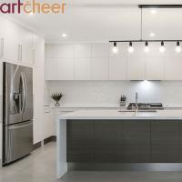 China Minimalist Design Eco-Friendly Kitchen Cabinet with Island and 3 Years Warranty for Contemporary Homes for sale