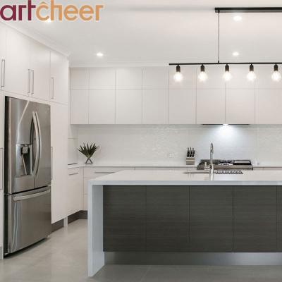 China Minimalist Design Eco-Friendly Kitchen Cabinet with Island and 3 Years Warranty for Contemporary Homes for sale