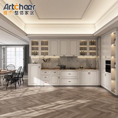 China Custom Solid Wood Kitchen Cabinet Ready to Assemble with Shaker Door and Customized Color for sale