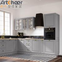 China Modern Solid Wood Kitchen Cabinet with Quartz Stone Table Top and 5 Year Warranty for sale