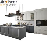 China American Style Solid Wood Kitchen Cabinets with Shaker Door Design and Customized Eco-Friendly Colors for sale