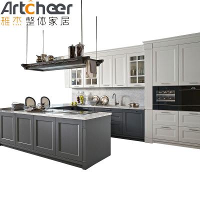 China American Style Solid Wood Kitchen Cabinets with Shaker Door Design and Customized Eco-Friendly Colors for sale