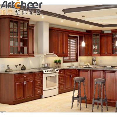 China Midcentury Design Solid Wood Kitchen Cabinet with Eco-Friendly Material and 3 Years Guarantee for sale