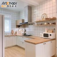 China Farmhouse Design Solid Wooden White Color Kitchen Cabinet Modular Kitchen Furniture for sale
