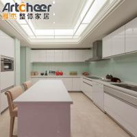 China Imported Durable Kitchen Cabinet with Glass Door and Laminate Resin Countertop for sale
