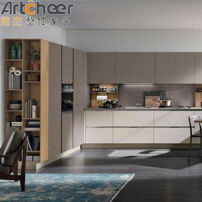 China Modern Design L Shape Kitchen Cabinet with Melamine Panel Finish and Custom Size for sale