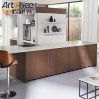 China Custom Size L Shape Kitchen Cabinet with Pull Out Basket and Walnut Color Finish for sale