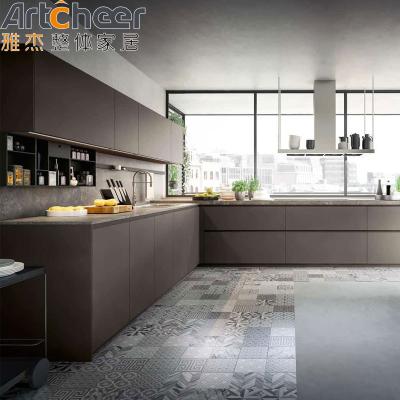 China Modern Design HPL Laminated Finish Modular Kitchen Cabinets with 3 Years Warranty for Apartments for sale