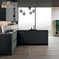 China Italian Style Lacquer Finish L Shape Kitchen Cabinet with 3 Years Warranty for sale