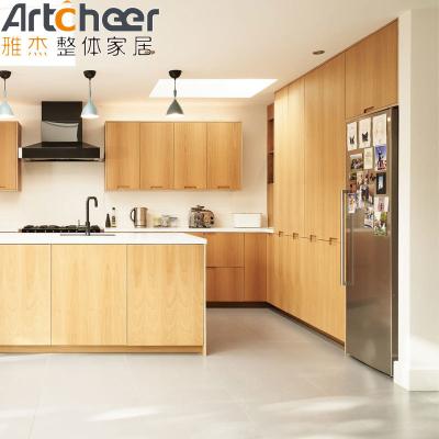 China Solid Wood L Shape Kitchen Cabinet with Modern Design and Custom Size Options for sale