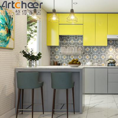 China Modern Design Grey Color L Shape Kitchen Cabinet for Minimalist Home for sale