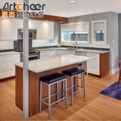 China Modern Luxury Design White Color L Shape Kitchen Cabinet with 3 Years Guarantee for sale