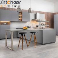 China Modern Design Grey Color Modular Kitchen Cabinet with 3 Years Warranty for Hotel for sale