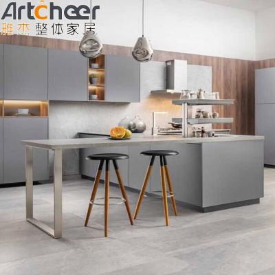 China Modern Design Grey Color Modular Kitchen Cabinet with 3 Years Warranty for Hotel for sale