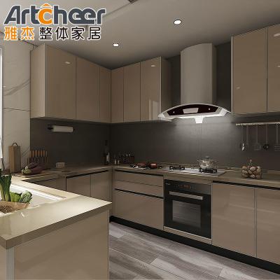 China Modern L Shape Modular Kitchen Cabinets with 3 Years Warranty Eco-Friendly Material and Customized Size for sale
