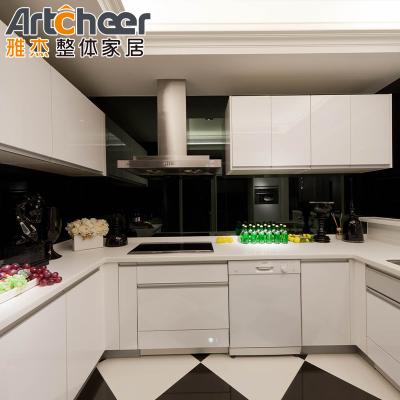 China Stylish Finish L Shape Kitchen Cabinet with Adjustable Storage and Durable Construction for sale