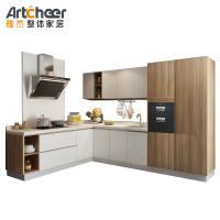 China Modern Handleless L Shape Kitchen Cabinet with Melamine Panel Finish and Eco-Friendly Material for sale