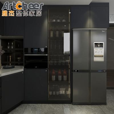 China L Shape Solid Wood Kitchen Cabinet Free Standing with Customized Size for Modern Kitchens for sale