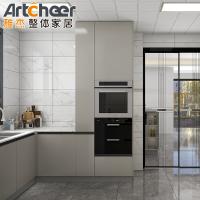 China Modern L Shape Kitchen Cabinet with Resin Artificial Marble Wood Frame and Drawer Basket for sale