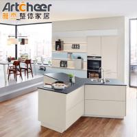 China European Design Durable L Shape Kitchen Cabinet with Resin Countertop for Modern Homes for sale