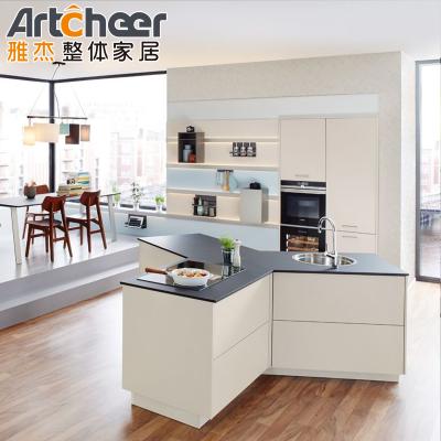China European Design Durable L Shape Kitchen Cabinet with Resin Countertop for Modern Homes for sale