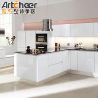 China Luxury L Shape Kitchen Cabinet with Hidden Door Island Set in Customized Color and Durable Construction for sale