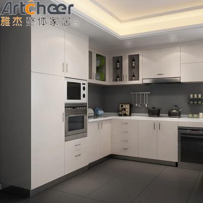 China Italian Design L Shape Kitchen Cabinet with PVC Door Finish and Smart Functions for sale
