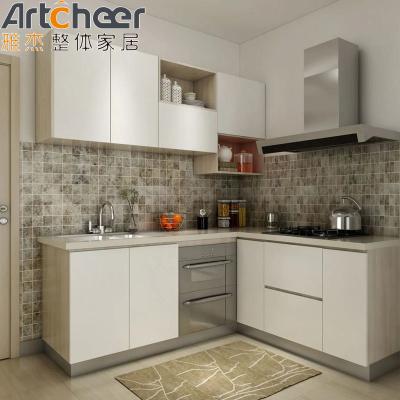 China Custom Aluminium Door Small Size Design Minimalist Style L Shape Kitchen Cabinet for sale