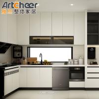 China Custom Size Solid Wood Modern Design L Shape Kitchen Cabinet for sale