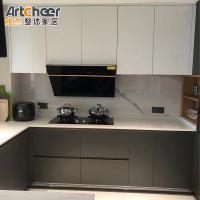 China Modern Design L Shape Kitchen Cabinet with Stainless Steel Finish and Customized Size for sale