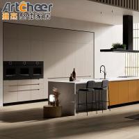 China Dark Cherry Wood Kitchen Cabinet with White Quartz Stone Table Top and Custom Size Modular Kitchen Furniture for sale