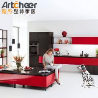 China Red Color Modern Design Kitchen Cabinet with Gloss Finish for Modular Kitchen I Shape Series for sale