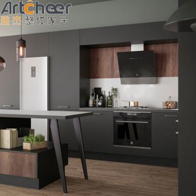 China Modern Modular Kitchen Cabinet with White Quartz Stone Top and Eco-Friendly Material for sale