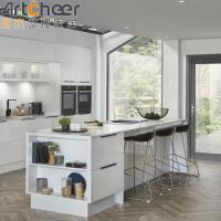 China Modern White Color European Style Kitchen Cabinet with Island Cabinet and 3 Years Guarantee for sale