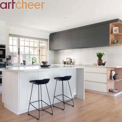 China Custom Contemporary Design Kitchen Cabinet with Hardware Fittings for Villa Project for sale