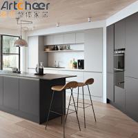 China Modern Flat Pack Kitchen Cabinets with Laminated Finish and Center Storage Island at Wholesale Price for sale