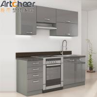 China Wall Mounted Modular Kitchen Cabinet with Durable Laminate and Resin Countertop for Small Spaces for sale